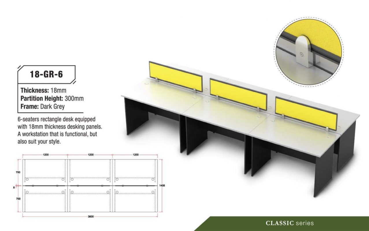 Classic Series 6-Seaters Rectangle Desk Equipped With 18MM Thickness ...