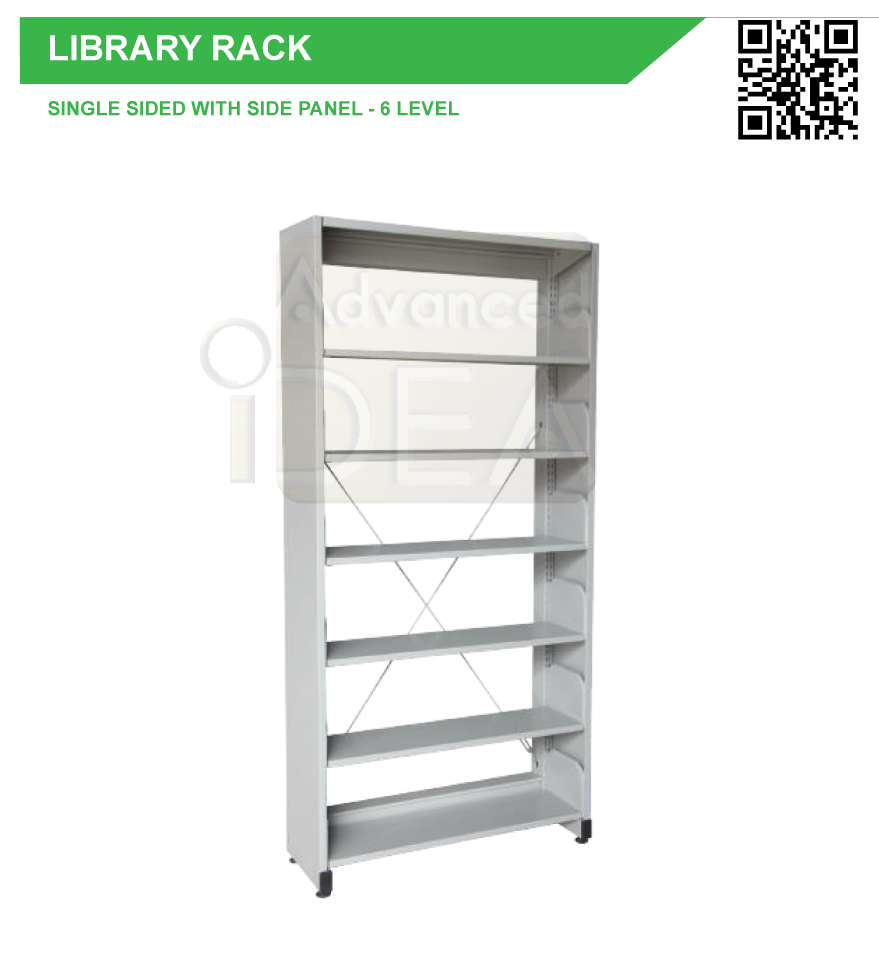 Library Shelf ( Single Sided With Side Panel - 6 Level - Size : 950(W ...