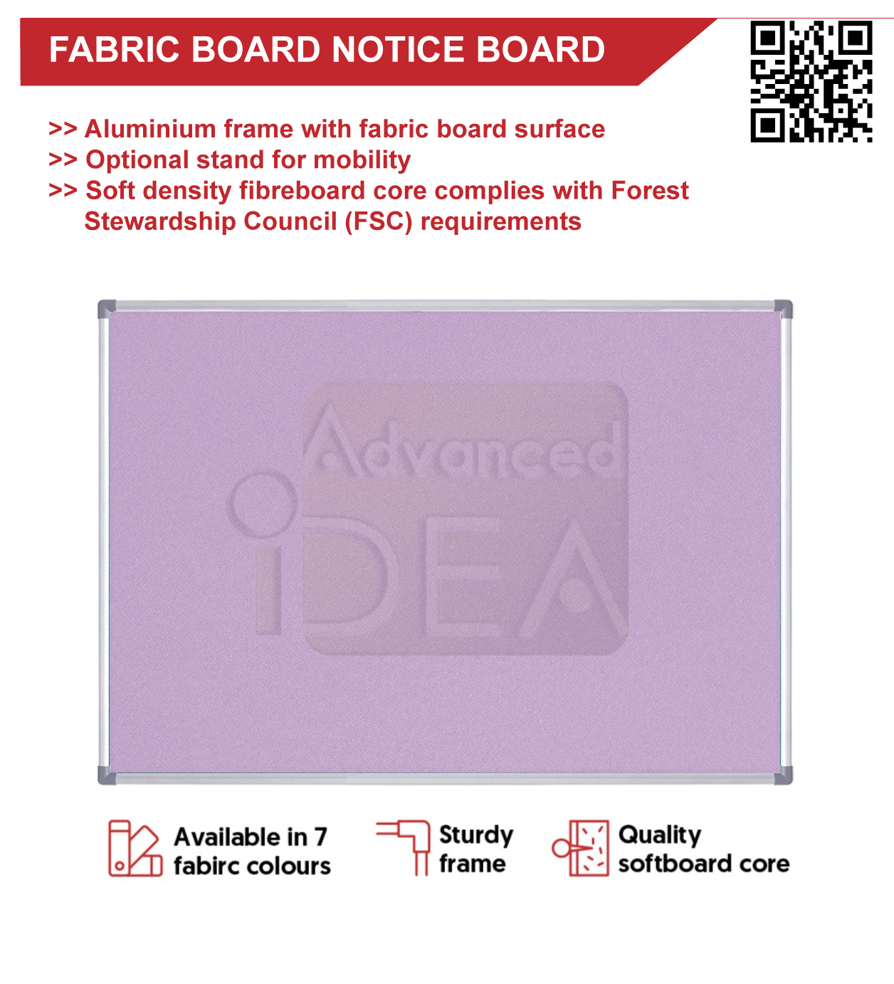 Purple Fabric Notice Board (Aluminium Frame) WB-TNPU - #advancedidea ...
